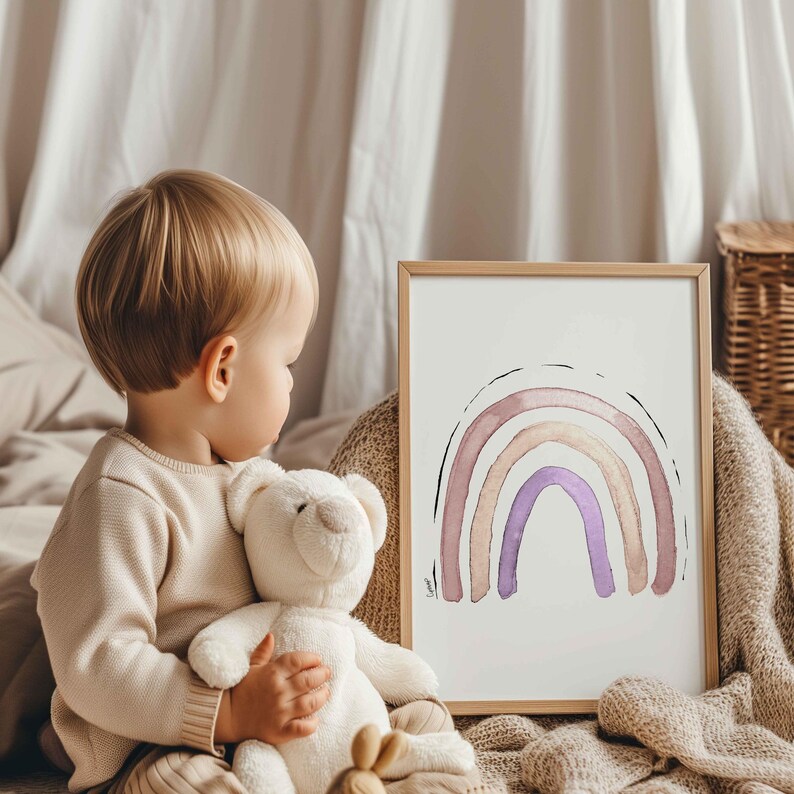 Watercolor Rainbow Poster | Rainbow Wall Art | Rainbow Print | Baby and ...
