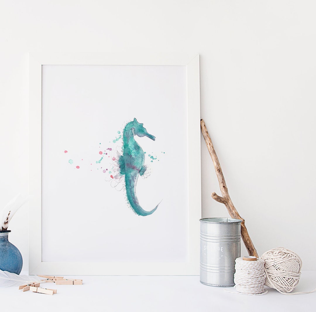 Seahorse Poster / Sea Animal / Ocean / Watercolor / Handmade / Made in ...