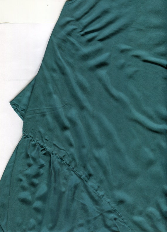 1980s Dark Teal Silk Romantic Ruffle Collar Neckline … - Gem