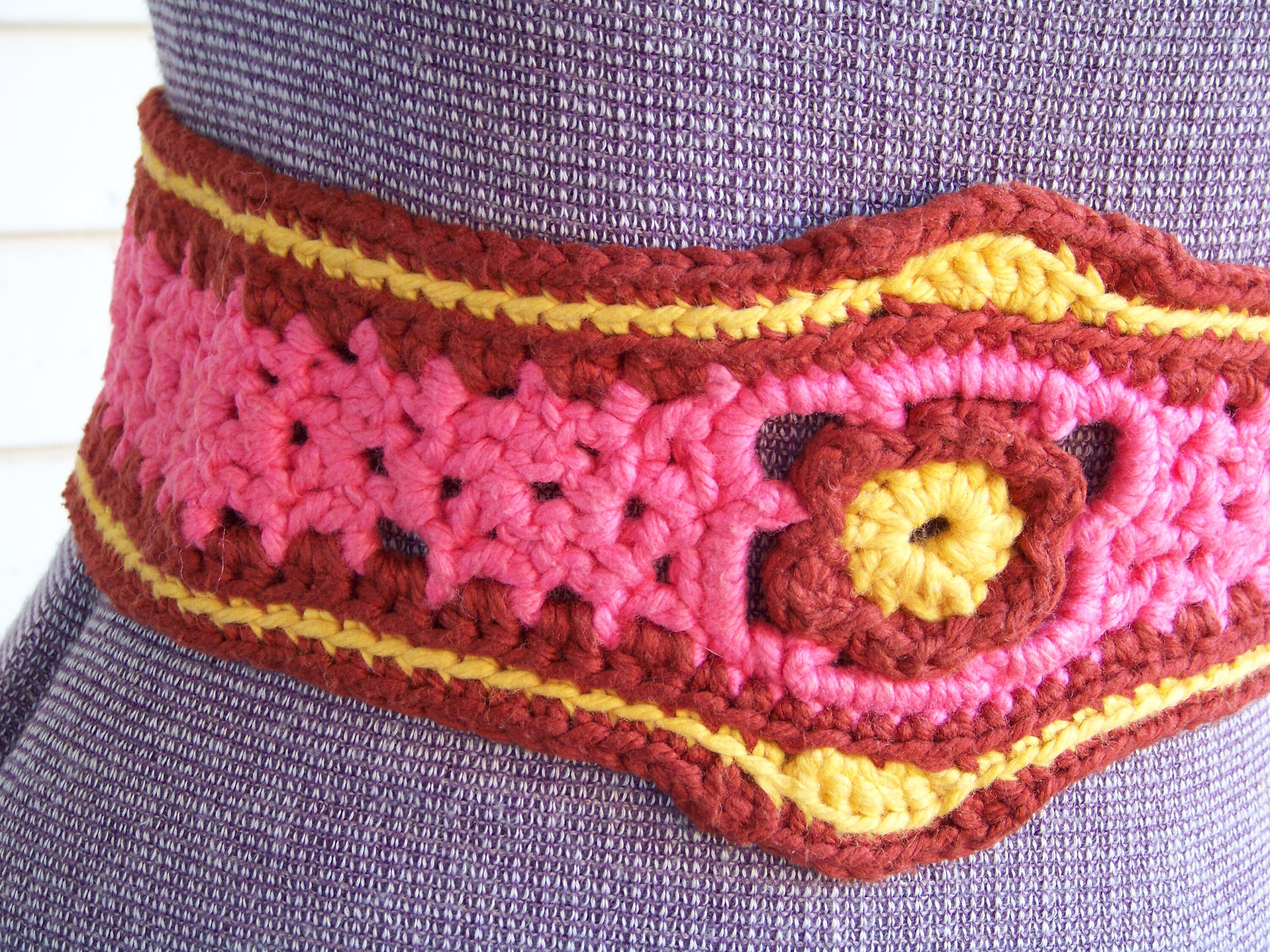 Vintage 1970s Mod Crocheted Yarn Belt Retro Bohemian - Etsy