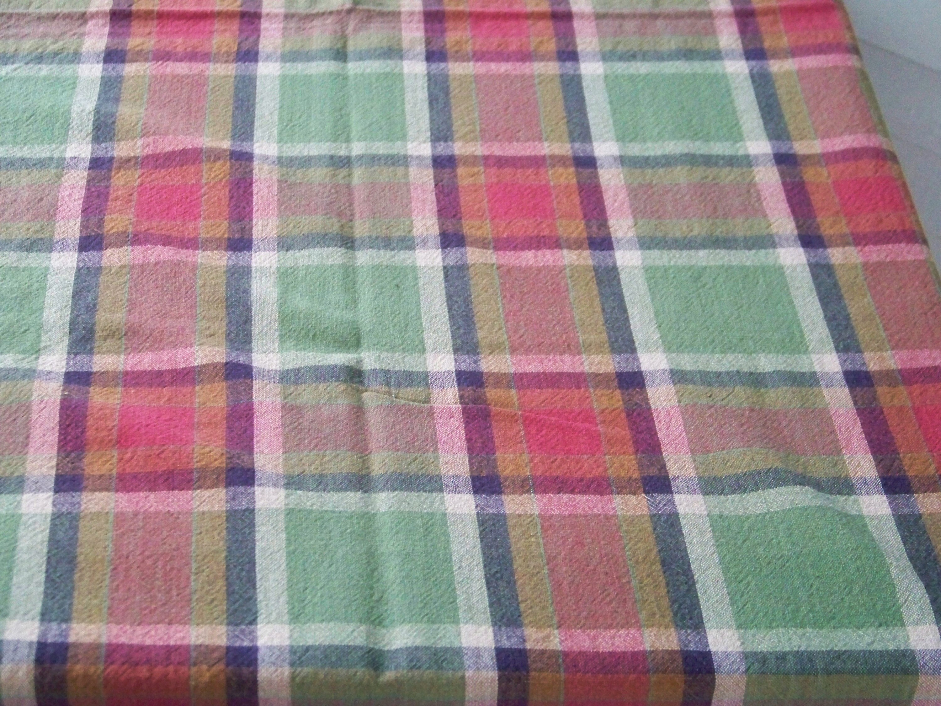 1980s Harvest Plaid 100% Cotton Table Clothe Vintage Rustic Farmhouse ...