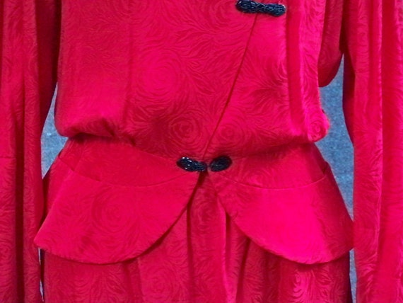 1980s Chinese Red 2 Piece Oriental-Style Dress 100% S… - Gem