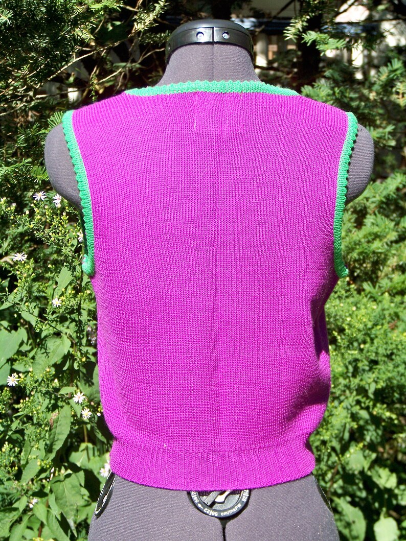 Vintage 1970s Mod Purple & Green Knit Vest Retro - Etsy