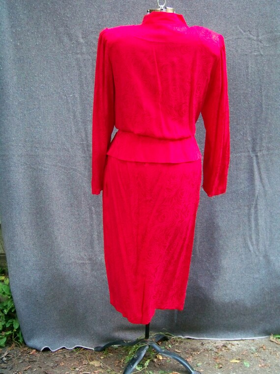 1980s Chinese Red 2 Piece Oriental-Style Dress 100% S… - Gem