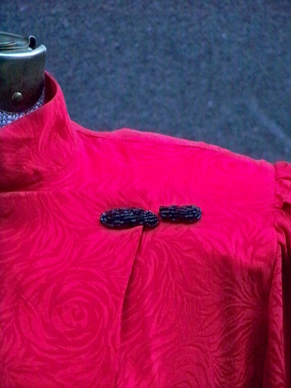 1980s Chinese Red 2 Piece Oriental-Style Dress 100% S… - Gem