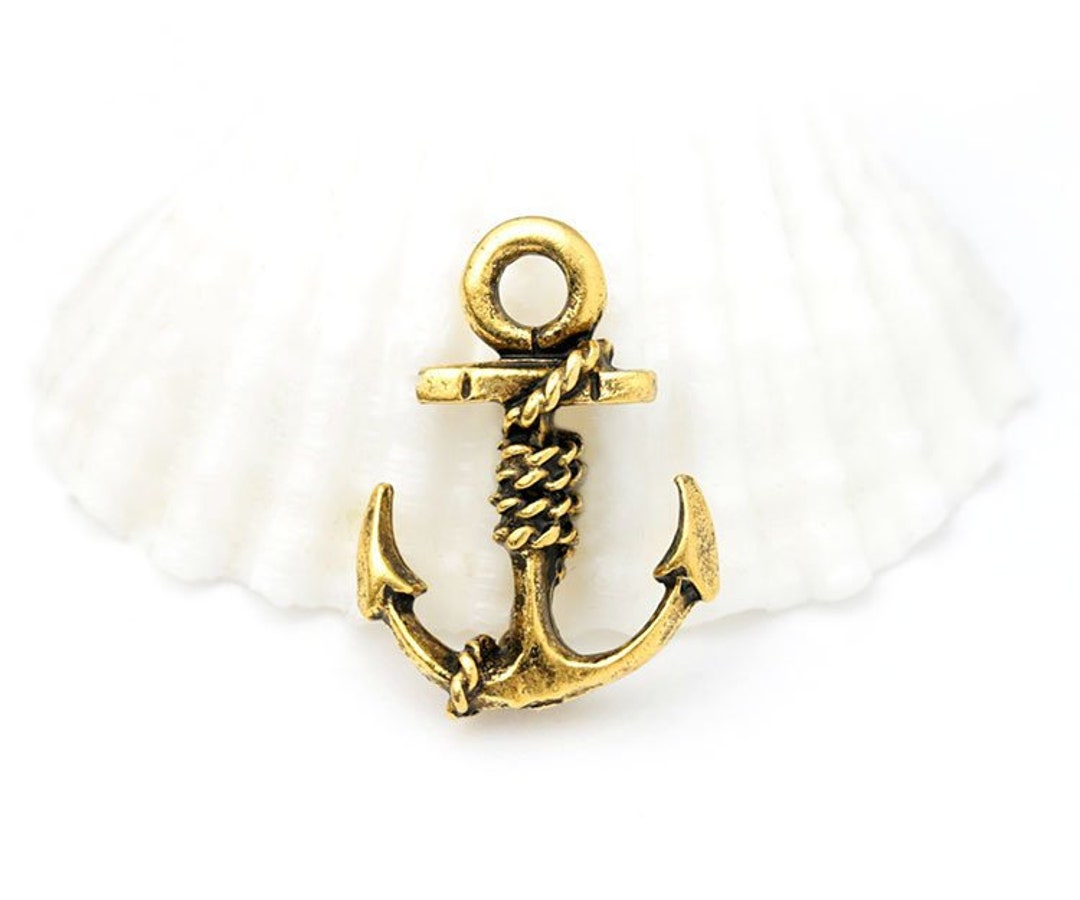 Small Gold Ship Anchor Charm Boat Sea Ocean Cruise 24K - Etsy