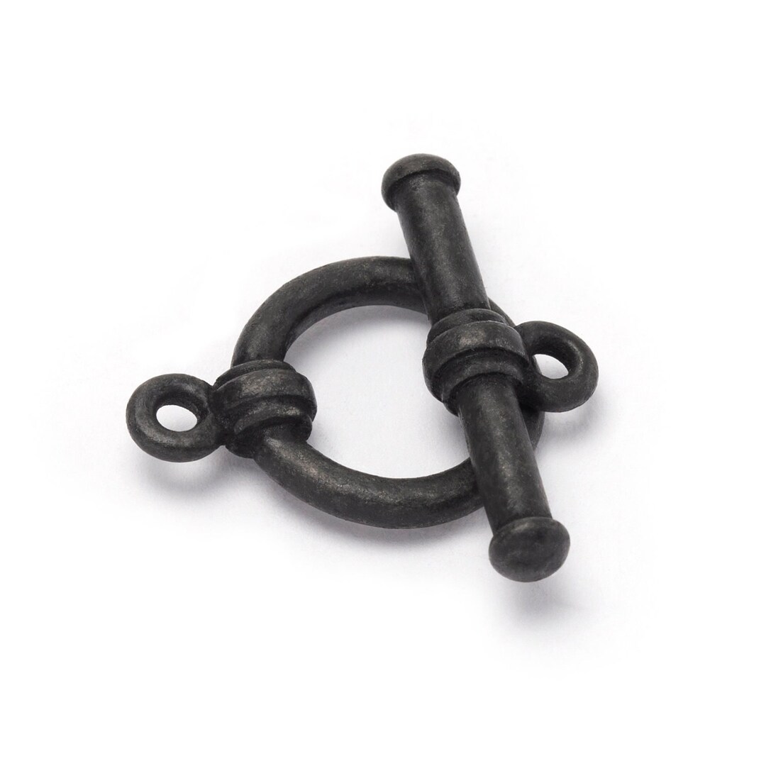 Small Simple Matte Black Toggle Clasp, Tierracast Black Toggle Clasp ...