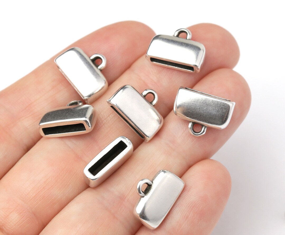 10mm Flat Cord End Caps, Cord Ends, Loop Ends, Antique Silver 10x2mm ...