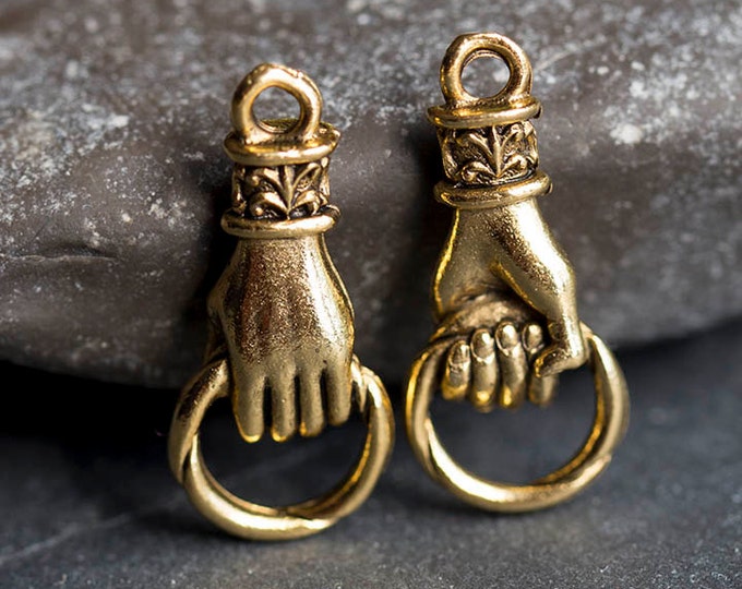 Gold Hand Charm Hand Holding Ring Connector Gold Hand Bail - Etsy