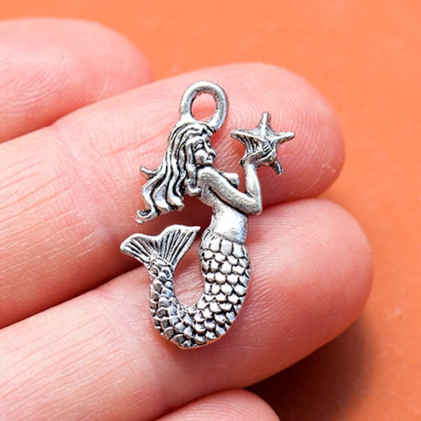 Silver Mermaid Charm - Etsy