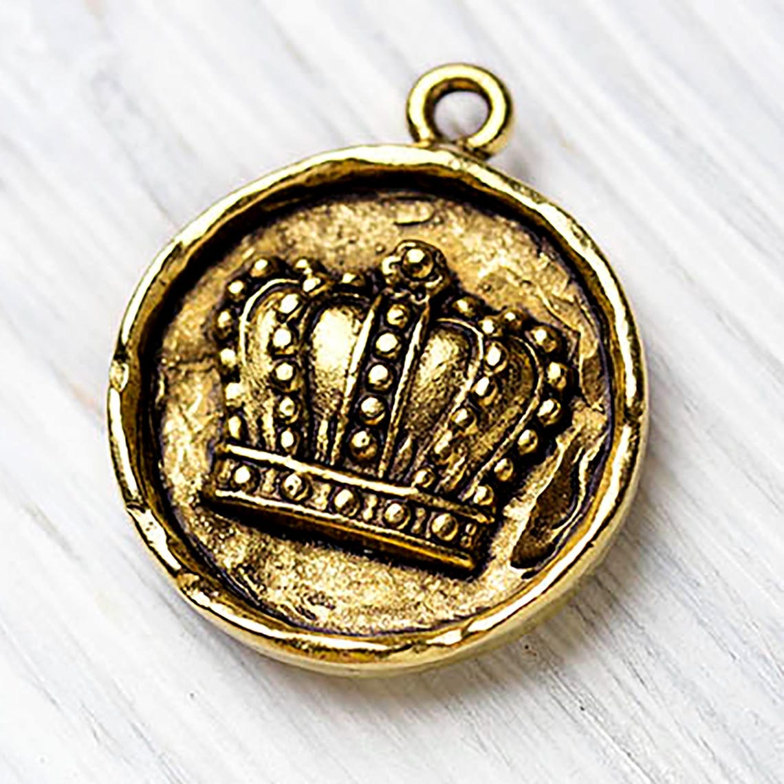 Gold Crown Charm, Gold Crown Pendant, Royal Charm, Antique Gold, Made ...
