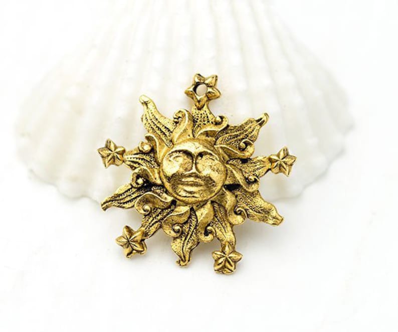 Gold Sun Charm Sun and Stars Charm Astrological Charm - Etsy UK