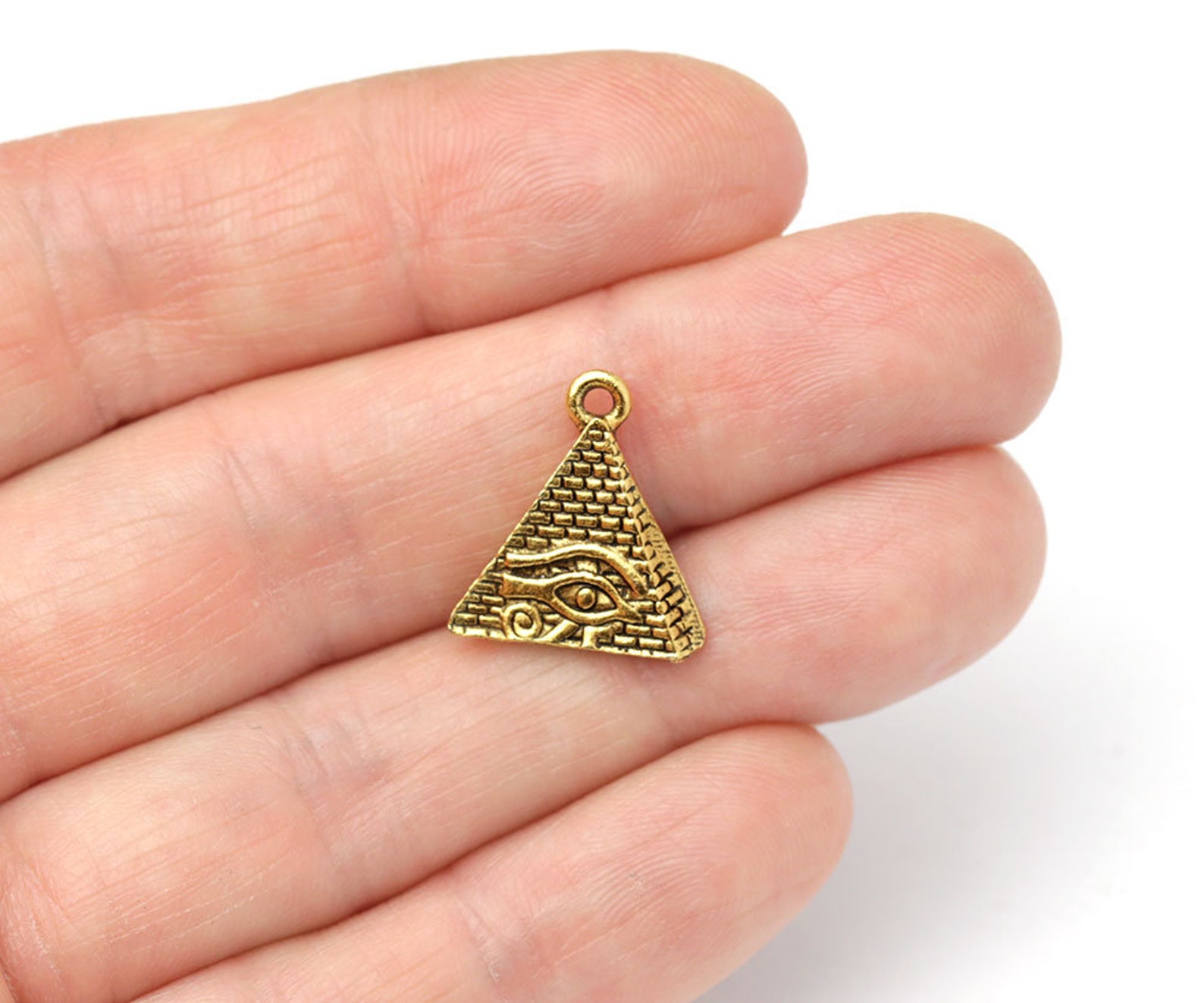 Gold Egyptian Pyramid Charm, Egypt Pyramid With Eye Charm, Eye of Horus ...