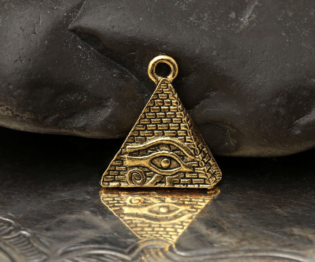 Gold Egyptian Pyramid Charm, Egypt Pyramid With Eye Charm, Eye of Horus ...