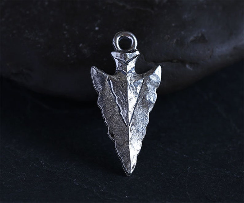 3D Silver Arrowhead Charm Arrowhead Pendant Hammered - Etsy