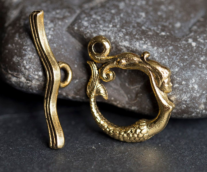 Gold Mermaid Toggle Clasp, Nautical, Sea, Ocean Mythical Creature ...