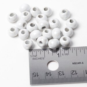 8mm White Glazed Ceramic Ball Beads, Enamel Ceramic Round Beads, Large ...