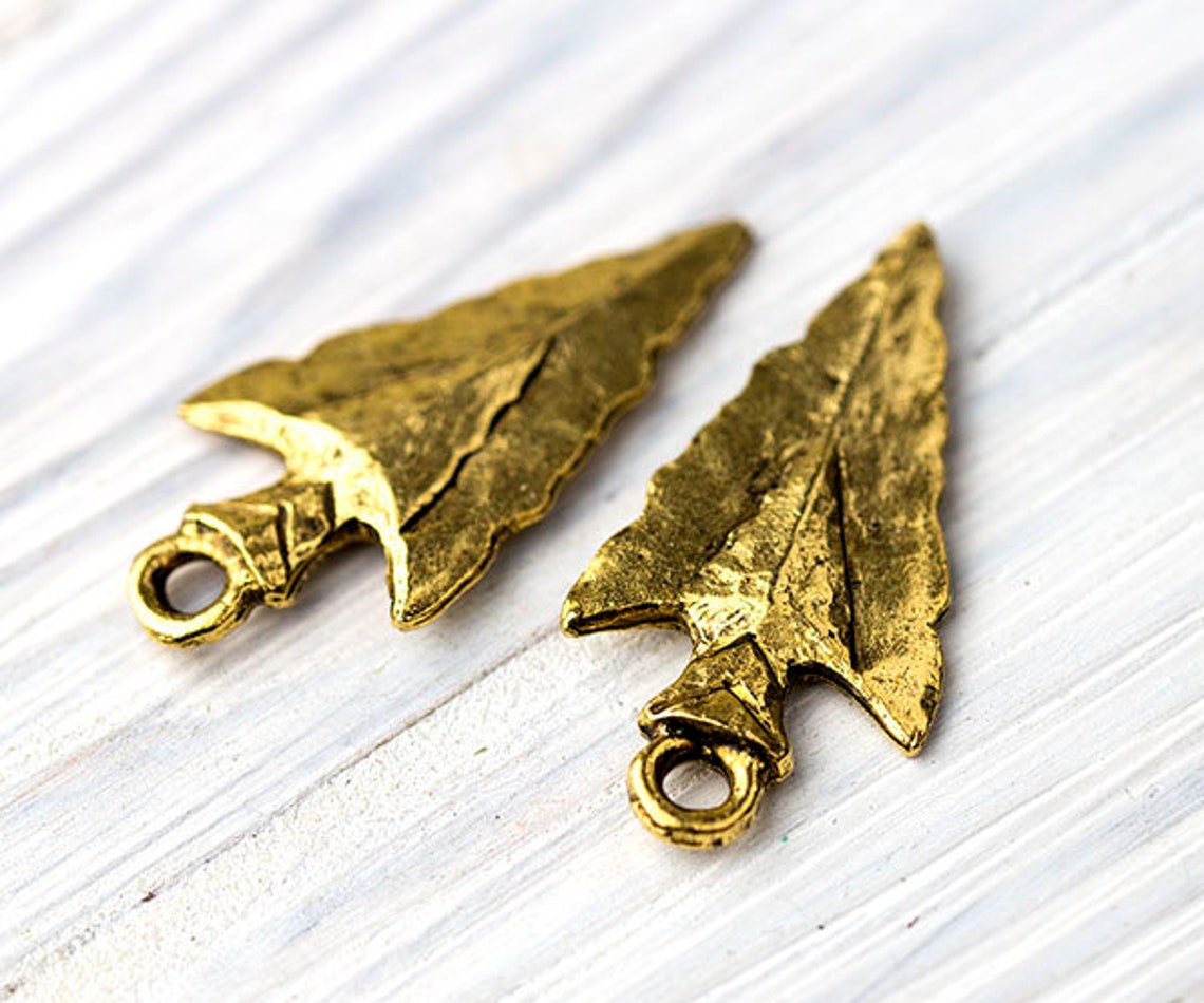 3D Gold Arrowhead Charm, Arrowhead Pendant, Hammered Arrowhead, Gold ...