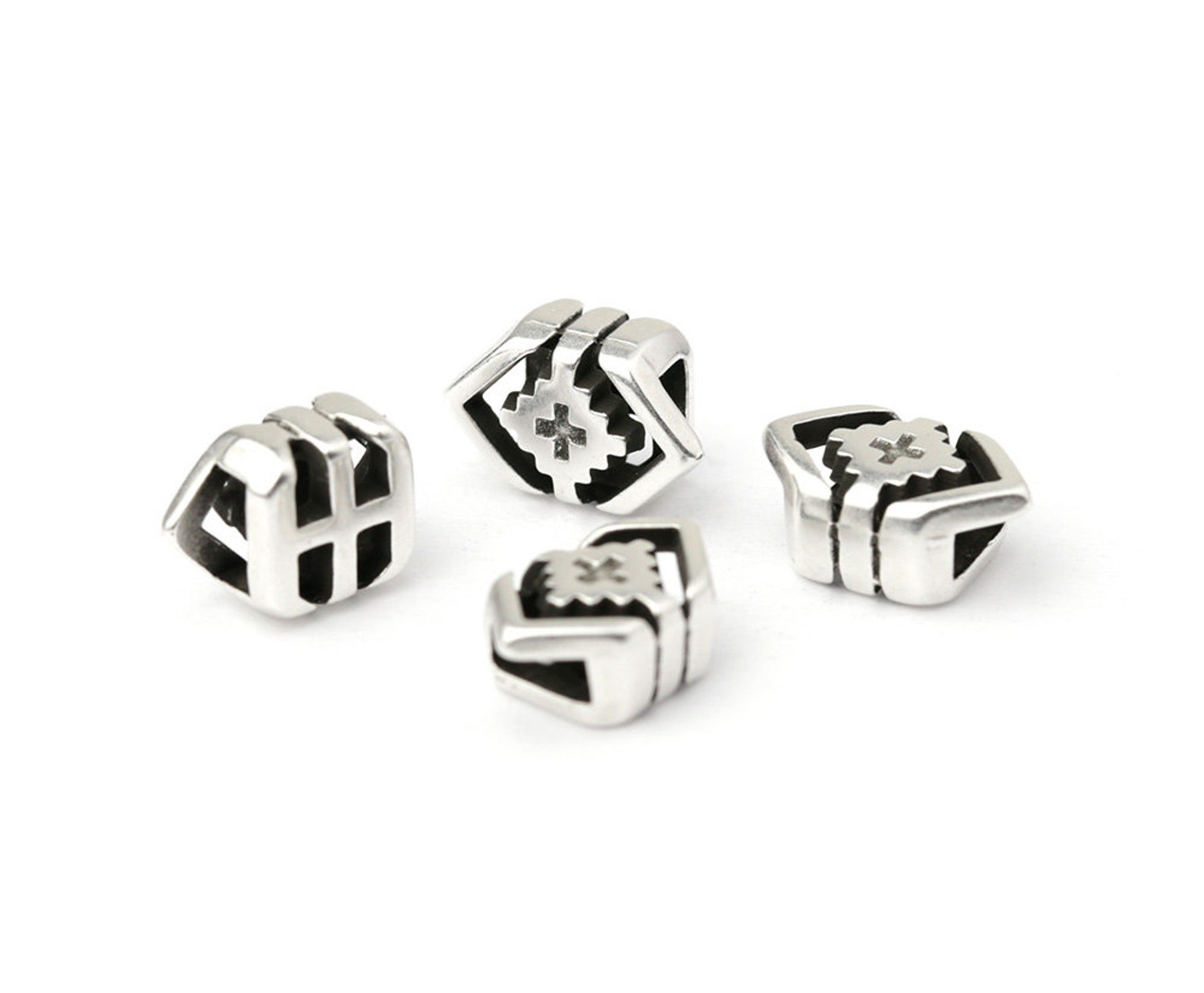 Small Silver Cross Sliders Tiny Cross Slider Beads 5mm Flat | Etsy