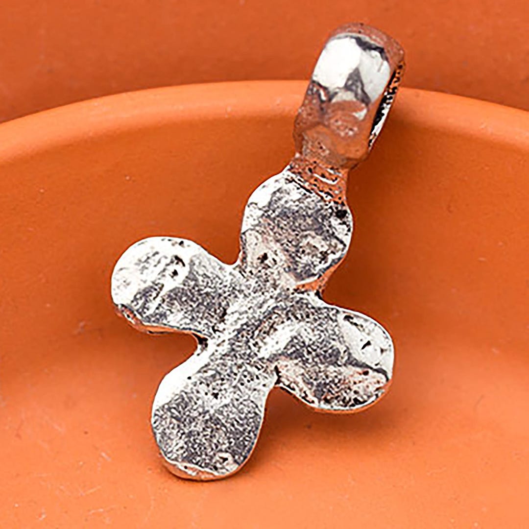 Silver Cross Pendant, Ancient Silver Cross, Hammered Cross Pendant With ...