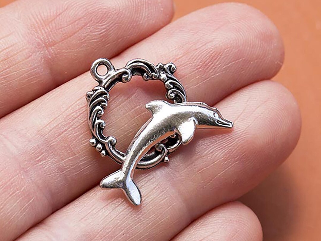 Silver Dolphin Toggle Clasp, Nautical Toggle Clasp, Ocean, Sea Animal ...