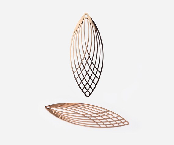 Rose Gold Geometric Filigree Pendant Minimalist Simple - Etsy