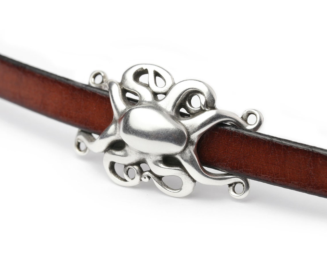 Silver Octopus Bracelet Connector Flat Cord Octopus Slider - Etsy
