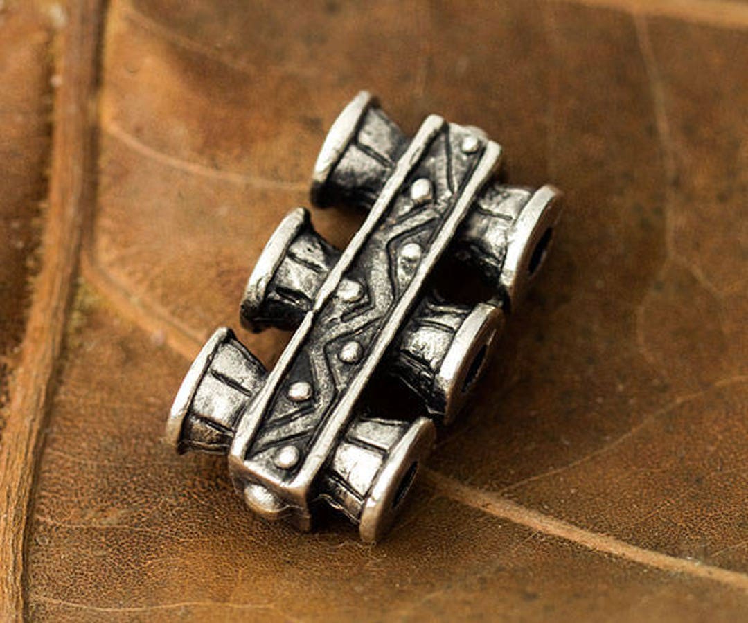 Rustic Silver 3 Hole Spacer Bar, Three Hole Strand Separator, Antique ...