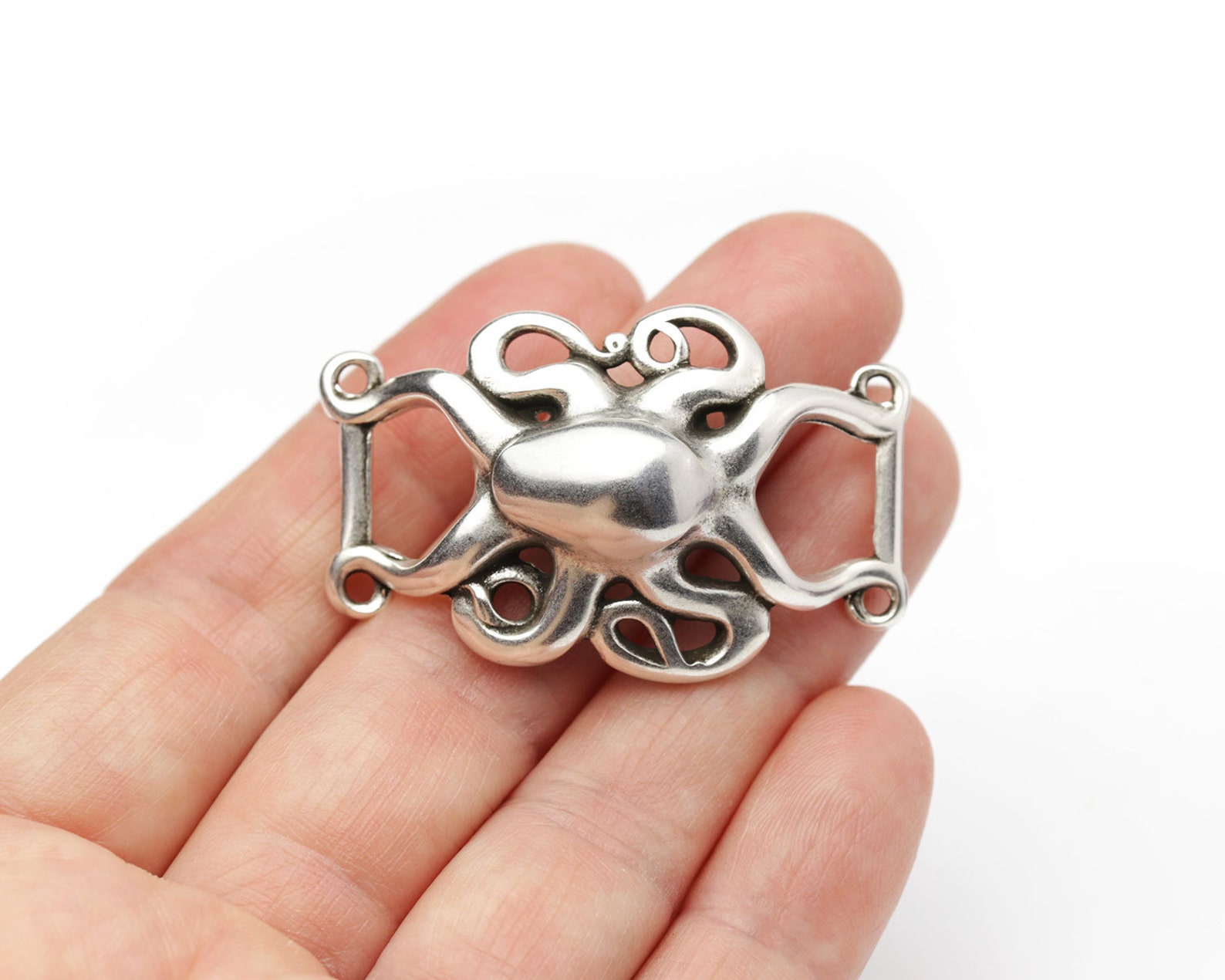 Silver Octopus Bracelet Connector Flat Cord Octopus Slider - Etsy