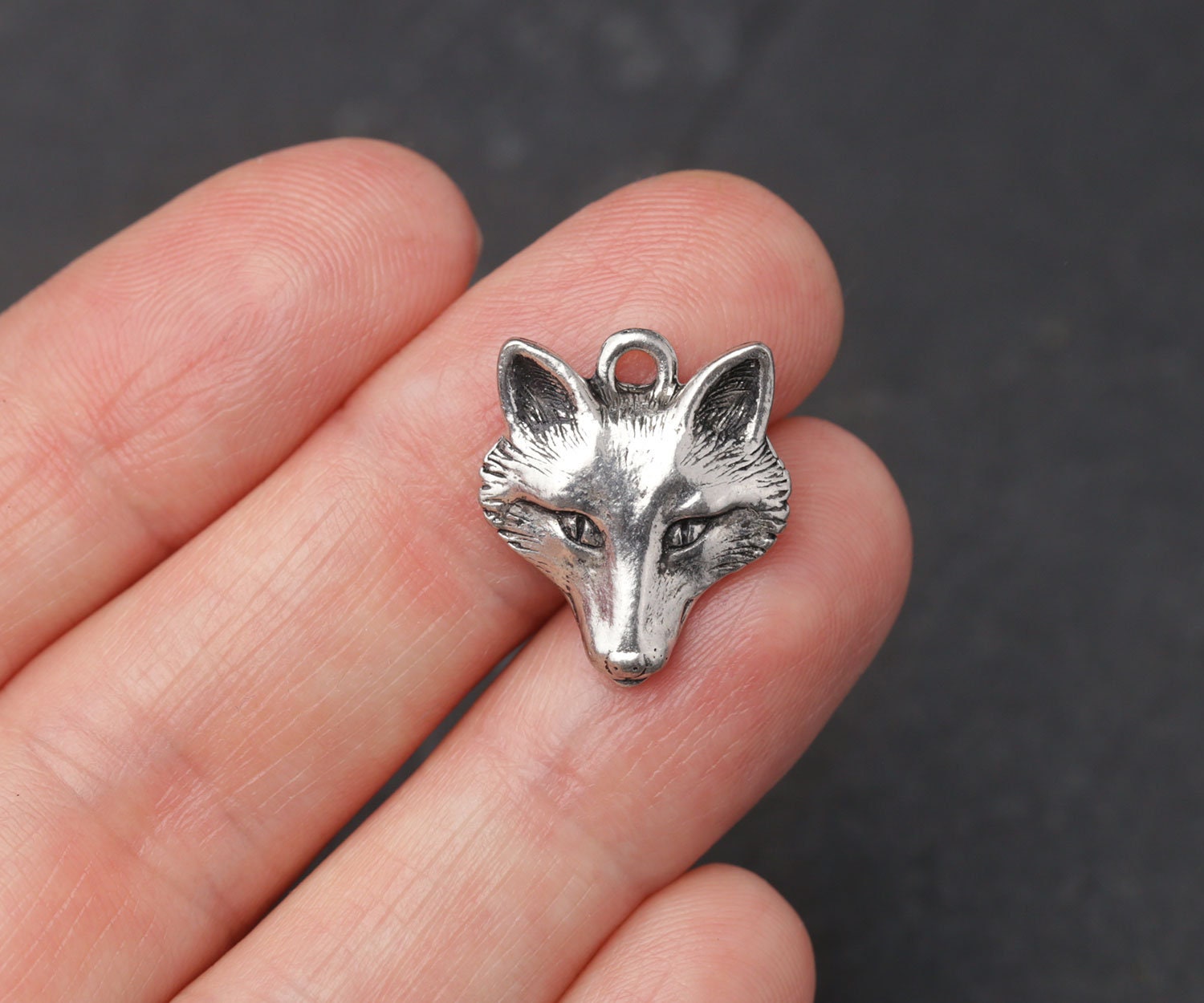 Silver Fox Charm, Silver Fox Head Charm, Finely Detailed, Antique ...