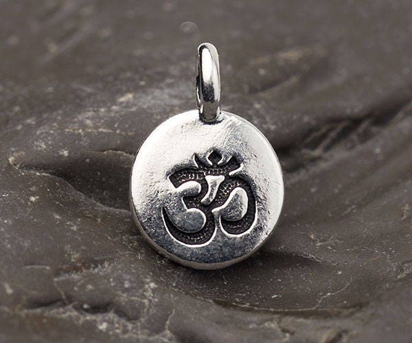 Silver Round Om Charm Small Om Symbol Charm Tierracast Om - Etsy Canada