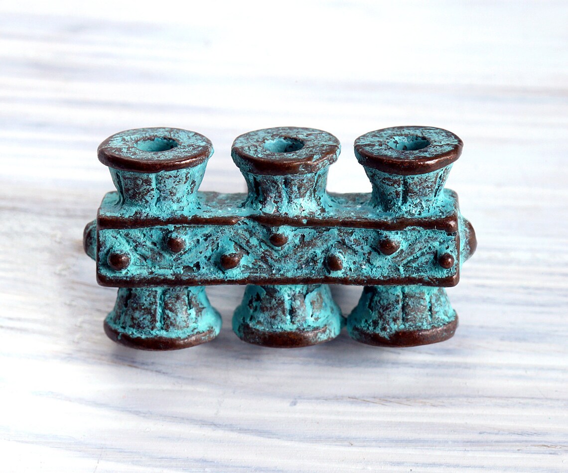 Rustic Silver 3 Hole Spacer Bar, Three Hole Strand Separator, Antique ...