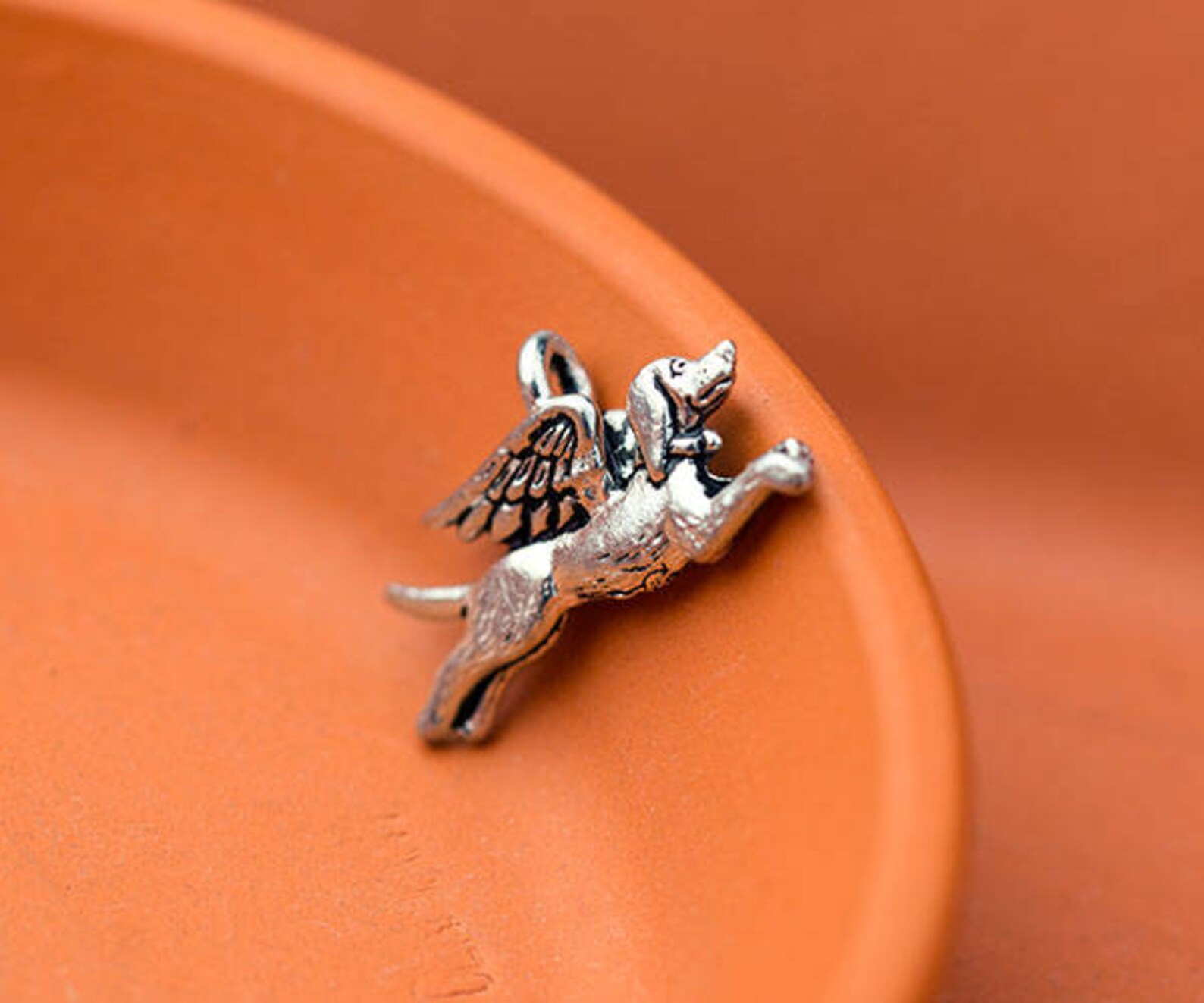 Silver Angel Dog Charm, Dog Memorial Charm, Dog With Angel Wings, in ...