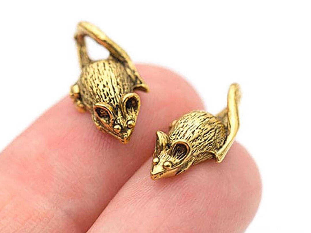 Gold Little Mouse Charm, Tiny Mice Charm, Antique Gold Cute Little ...