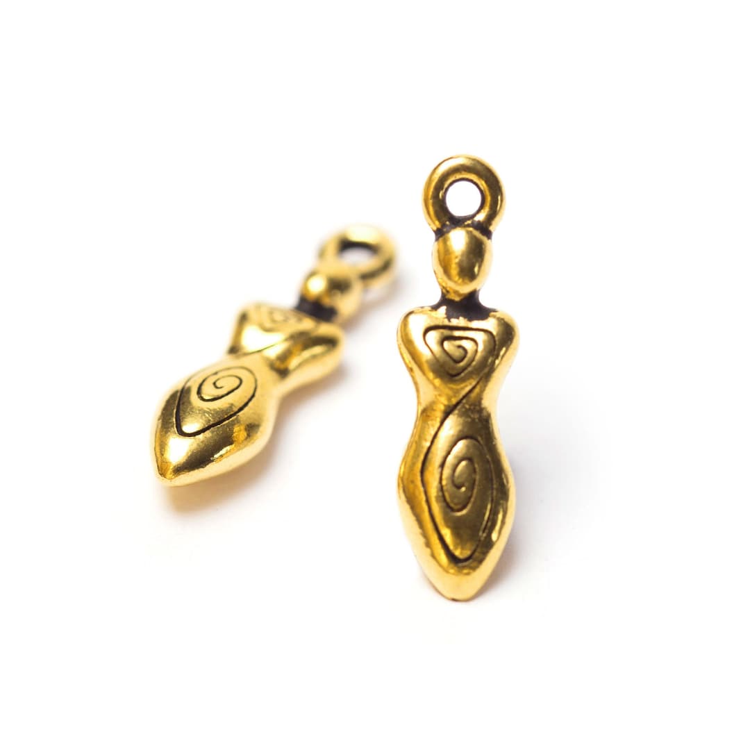 Gold Spiral Goddess Charm, Fertility Symbol Charm, Tierracast, Antique ...