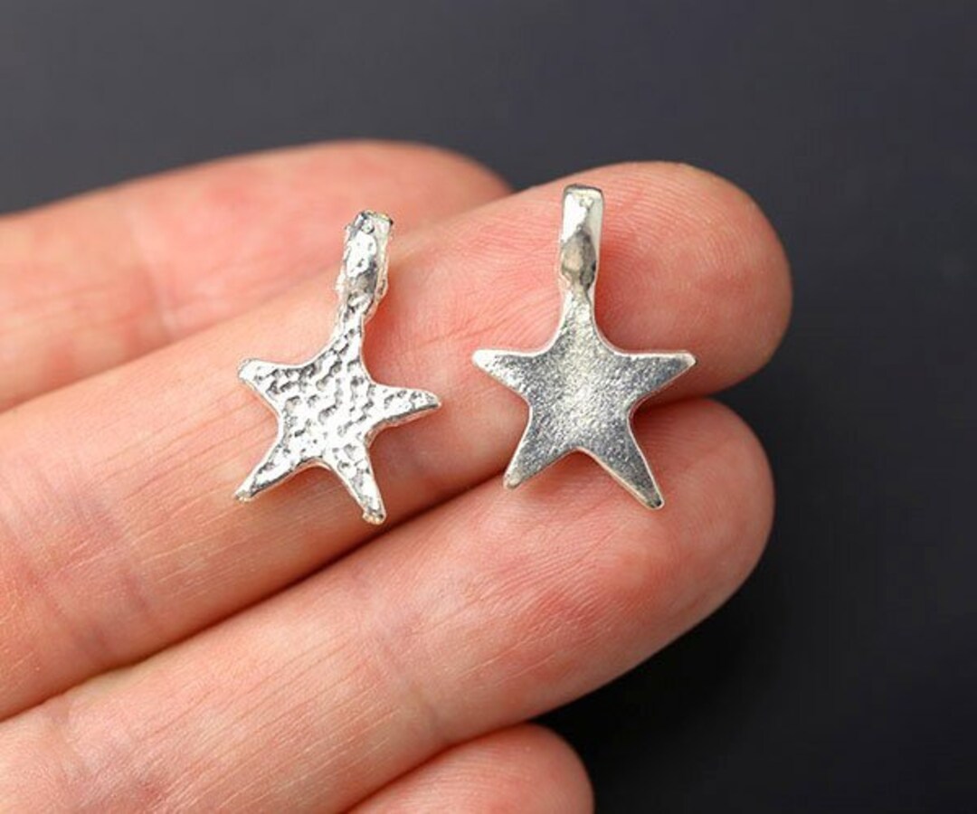 Small Silver Star Charms, Silver Star Drop Earrings, Tiny Silver Stars ...