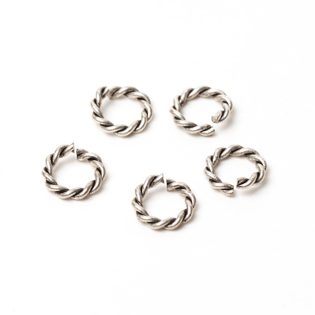 7.5mm Silver Twisted Rope Jump Rings, Medium Rope Jumprings, Open Jump ...