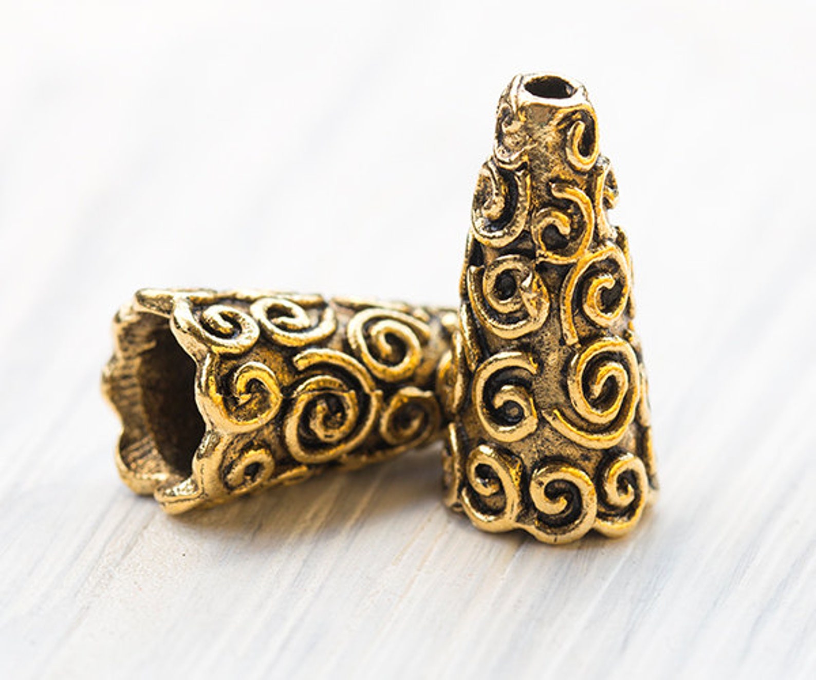 Large Cone Bead Cap Large Tassel Cap 24K Gold Plated Cone | Etsy