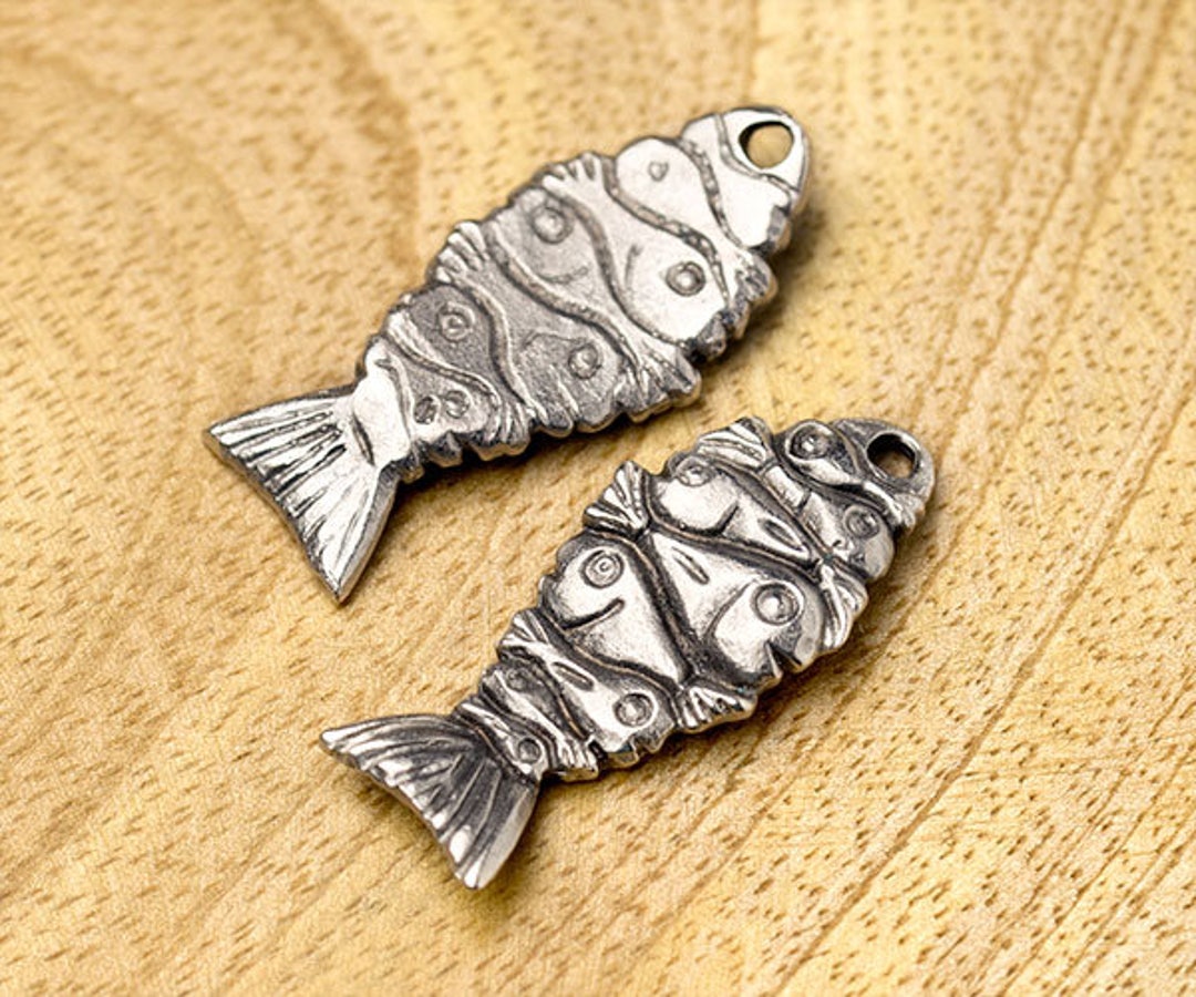 Silver Hellenic Fishy Fish Charms, Wavy Fish Charms, Silver Fish ...