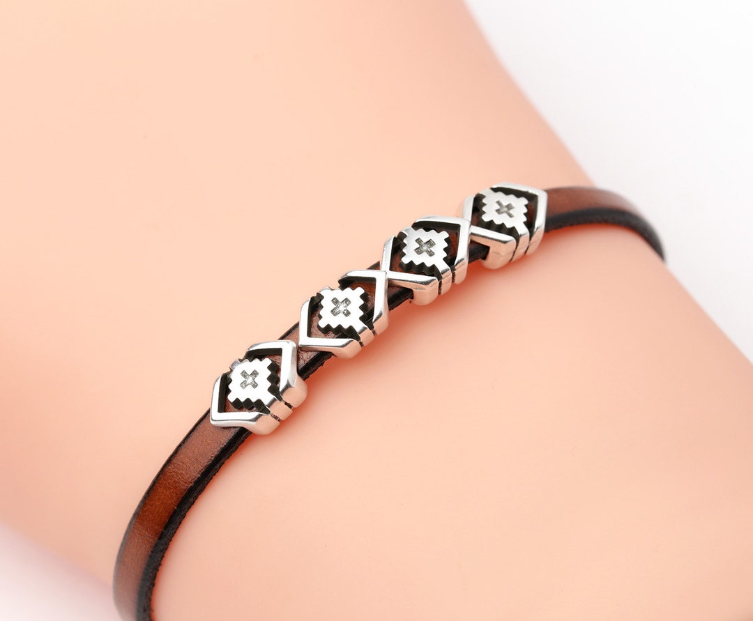Small Silver Cross Sliders, Tiny Cross Slider Beads, 5mm Flat Cord ...