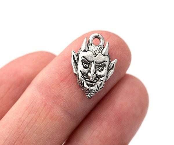 Silver Devil Head Charm Antique Silver Devil Mask Devil Face - Etsy
