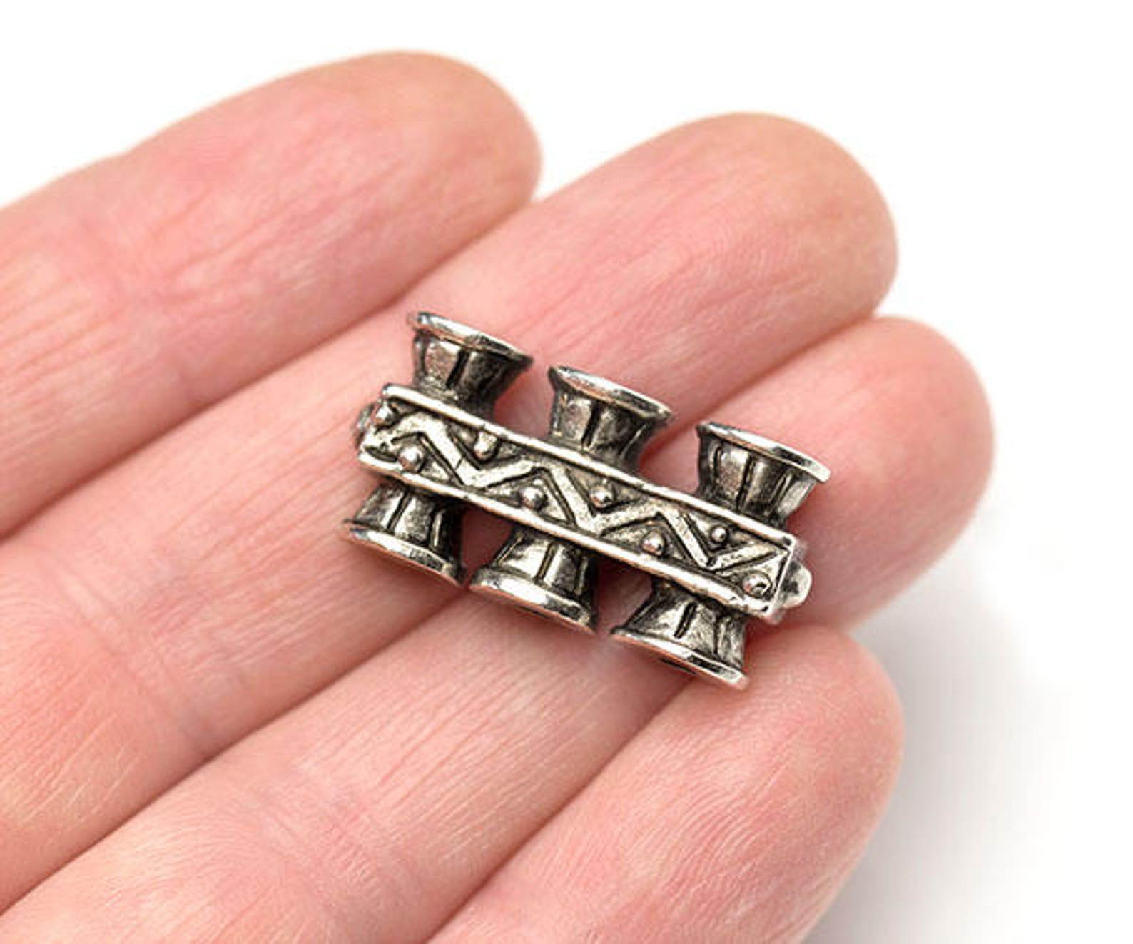 Rustic Silver 3 Hole Spacer Bar Three Hole Strand Separator | Etsy