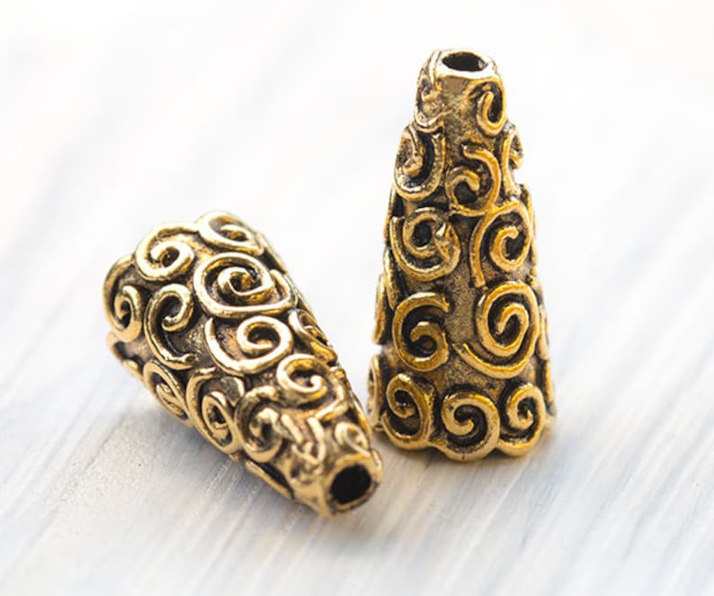 Large Cone Bead Cap Large Tassel Cap 24K Gold Plated Cone - Etsy