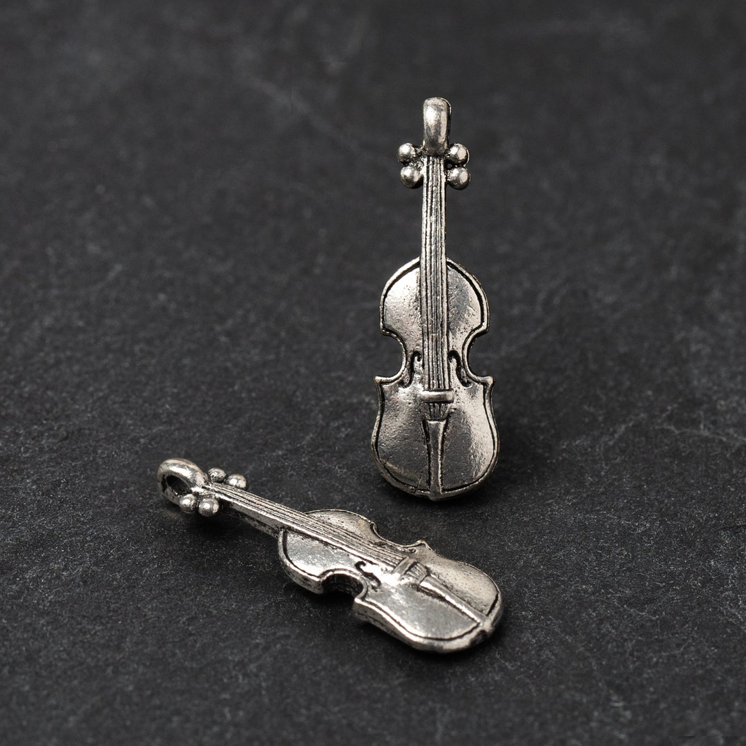 Silver Violin Pendant, Musical Instrument Charm, Antique Silver ...