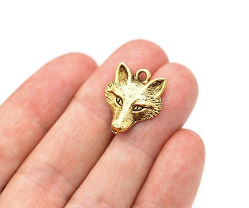 Gold Fox Charm, Gold Fox Head Charm, Finely Detailed, Antique Gold ...