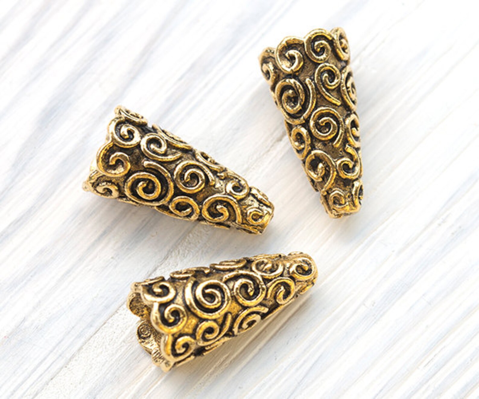 Large Cone Bead Cap Large Tassel Cap 24K Gold Plated Cone | Etsy