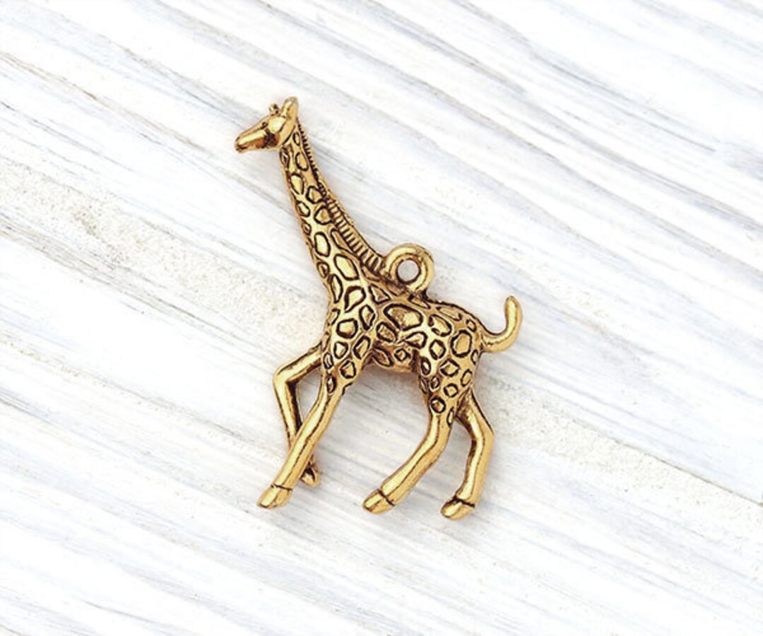 Gold Giraffe Charm, 3 Dimensional, Finely Detailed, Antique Gold Wild ...