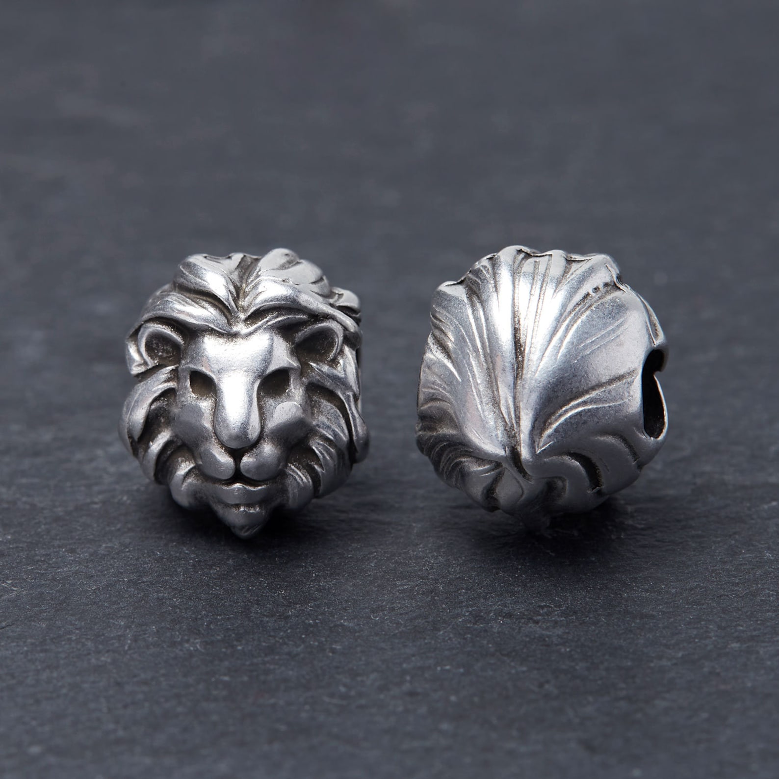 Silver Lion Head Bead Antique Silver Lion Head Charm Animal | Etsy