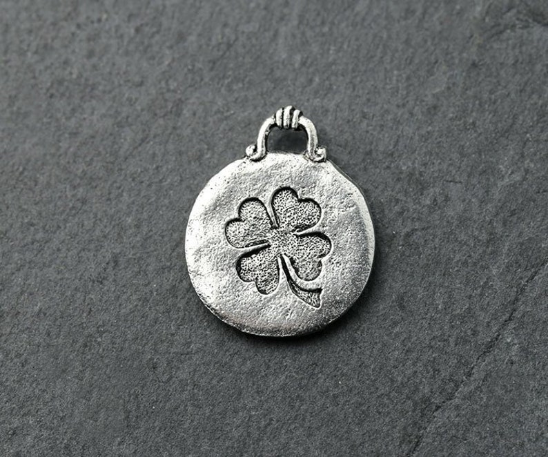Shamrock Charm Antique Silver Shamrock Celtic Four Leaf Clover Lucky ...