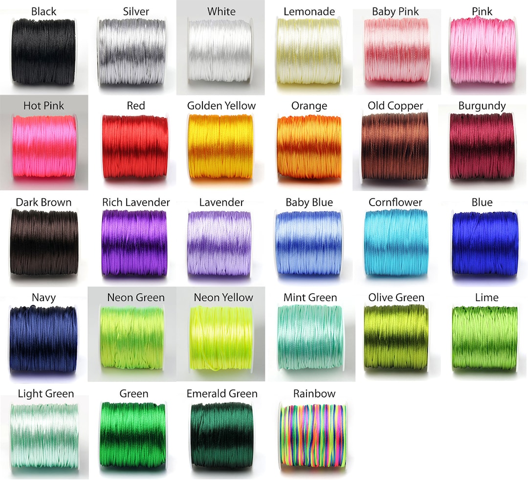 1mm Satin Cord, Faux Silk Cord, Rattail Silk Cord, Nylon Kumihimo Cord ...